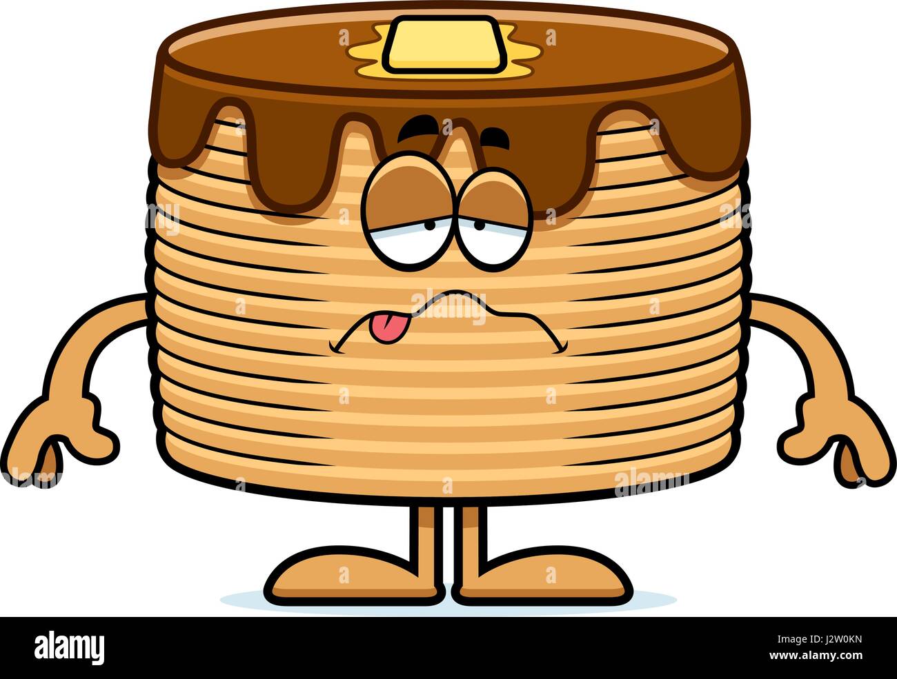 A cartoon illustration of a stack of pancakes looking sick Stock Vector ...