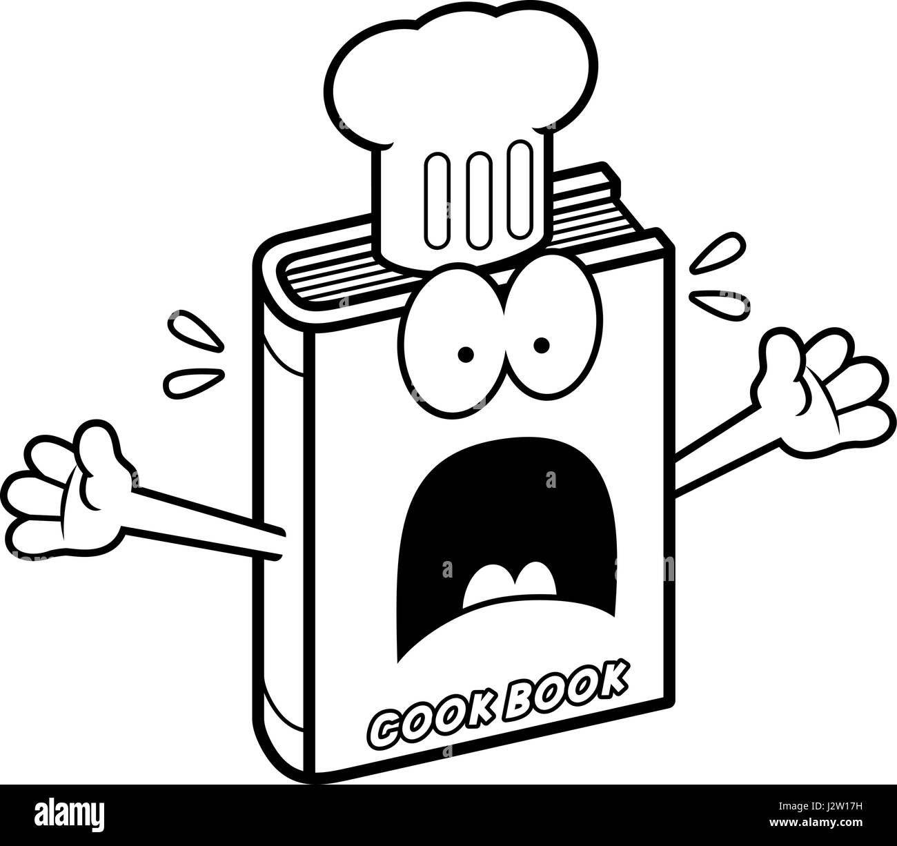 A cartoon illustration of a cookbook looking scared Stock Vector Image ...