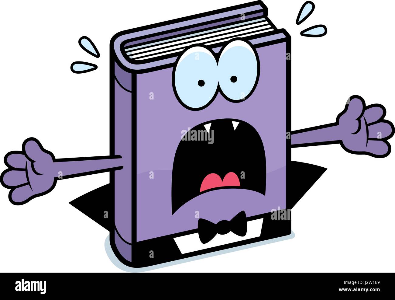 A cartoon illustration of a horror novel looking scared Stock Vector ...
