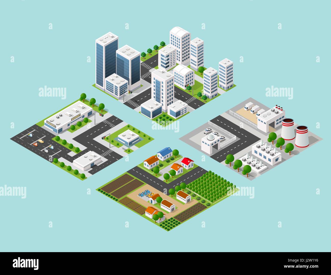 The three city Stock Vector Images - Alamy