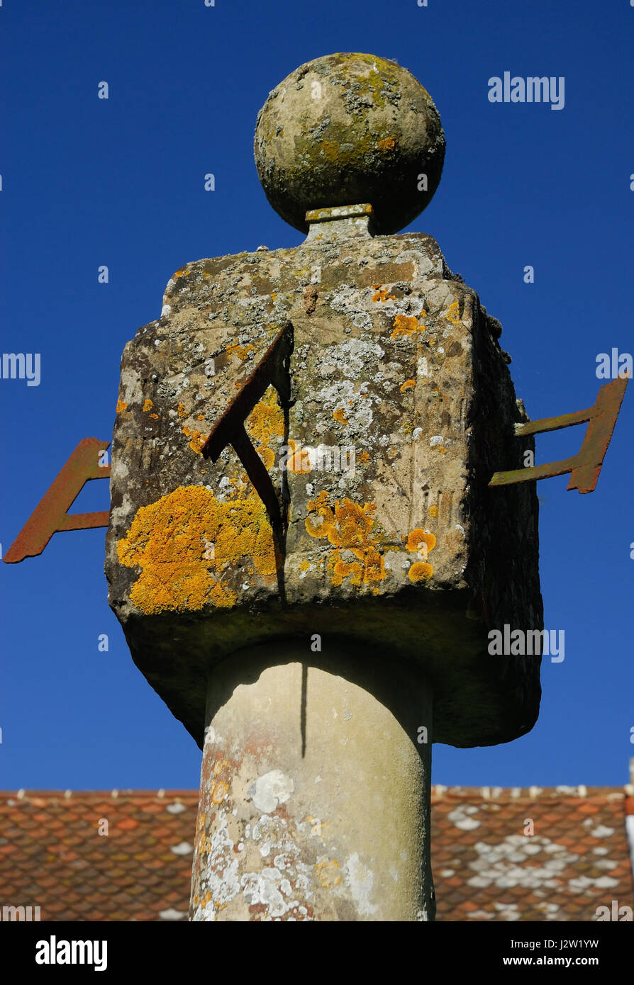 A sundial pillar in the churchyard at Sutton Mandeville, Wiltshire ...