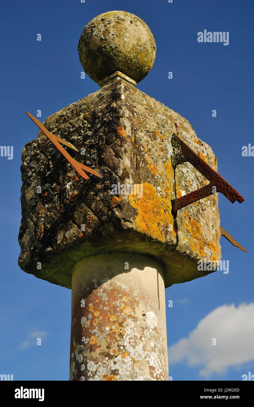 A sundial pillar in the churchyard at Sutton Mandeville, Wiltshire ...