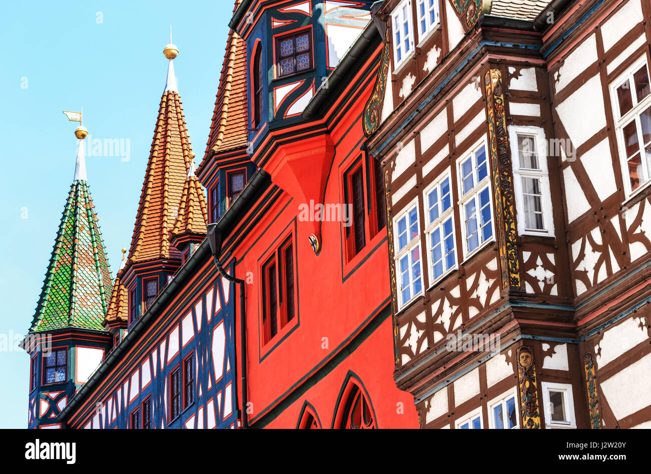 Old town Hall in Fulda, Germany.The mighty half-timbered house with its ...