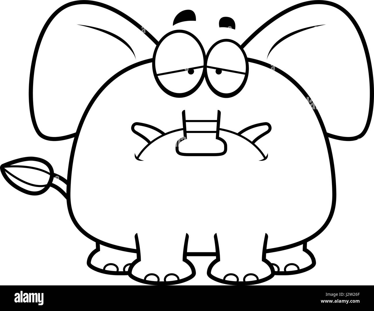 A cartoon illustration of an elephant looking sad Stock Vector Image ...