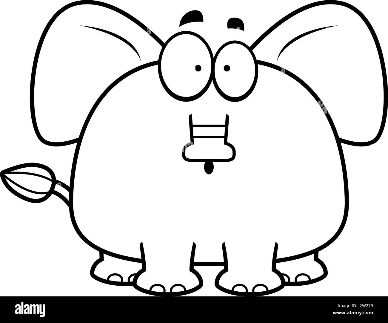A cartoon illustration of an elephant looking surprised Stock Vector ...