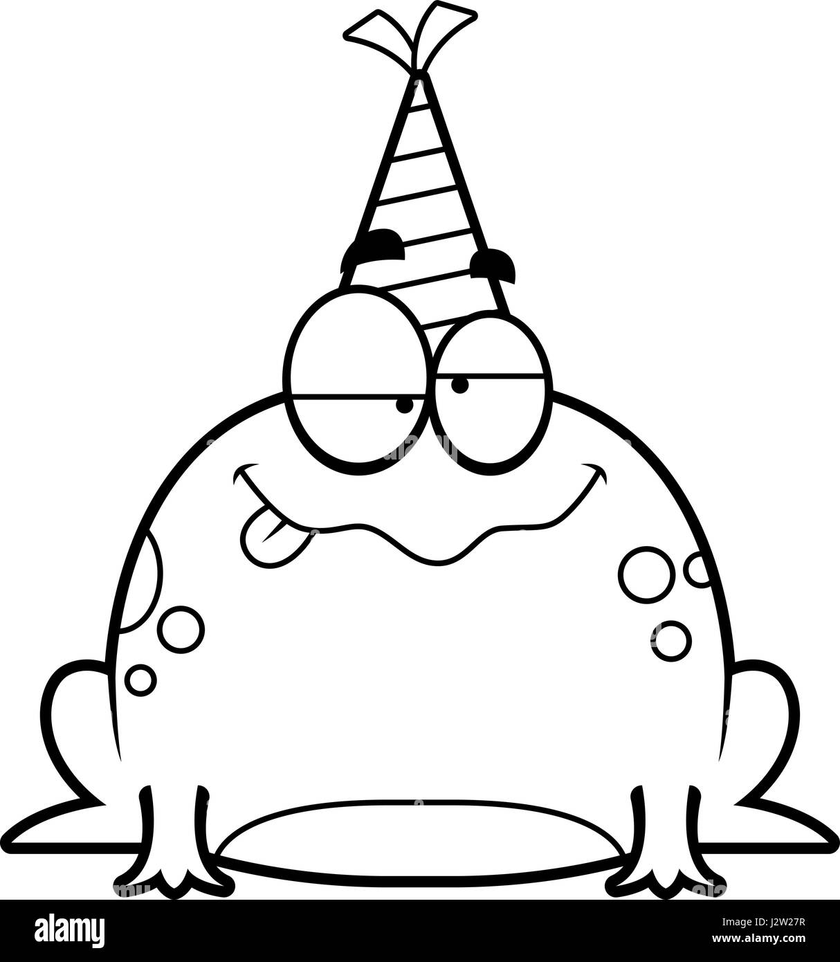 A cartoon illustration of a frog with a party hat looking drunk Stock ...