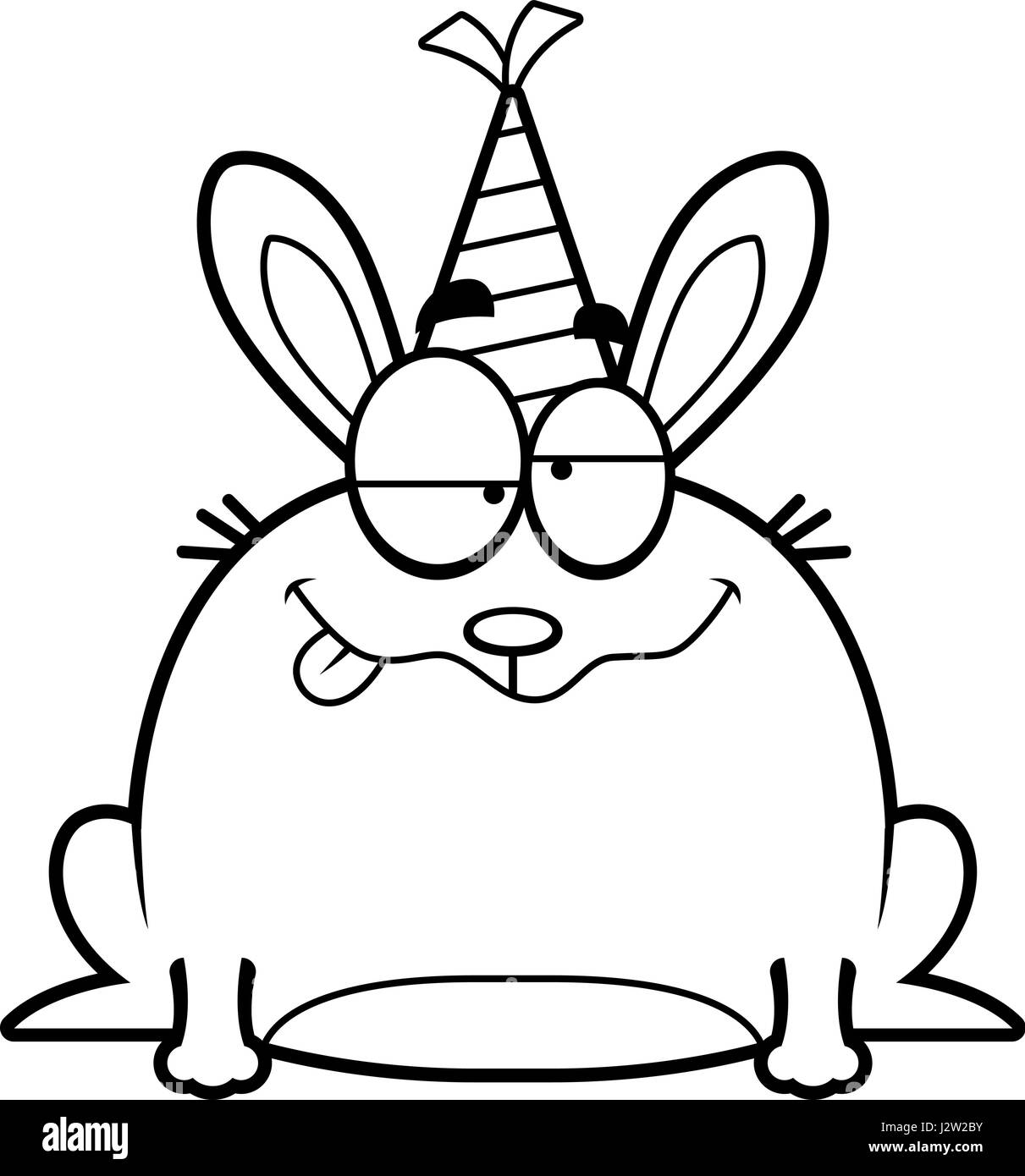 A cartoon illustration of a rabbit with a party hat looking drunk Stock ...