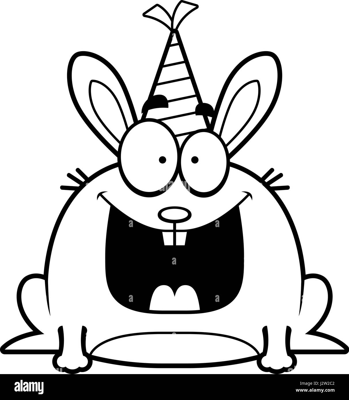 A cartoon illustration of a rabbit with a party hat looking happy Stock ...