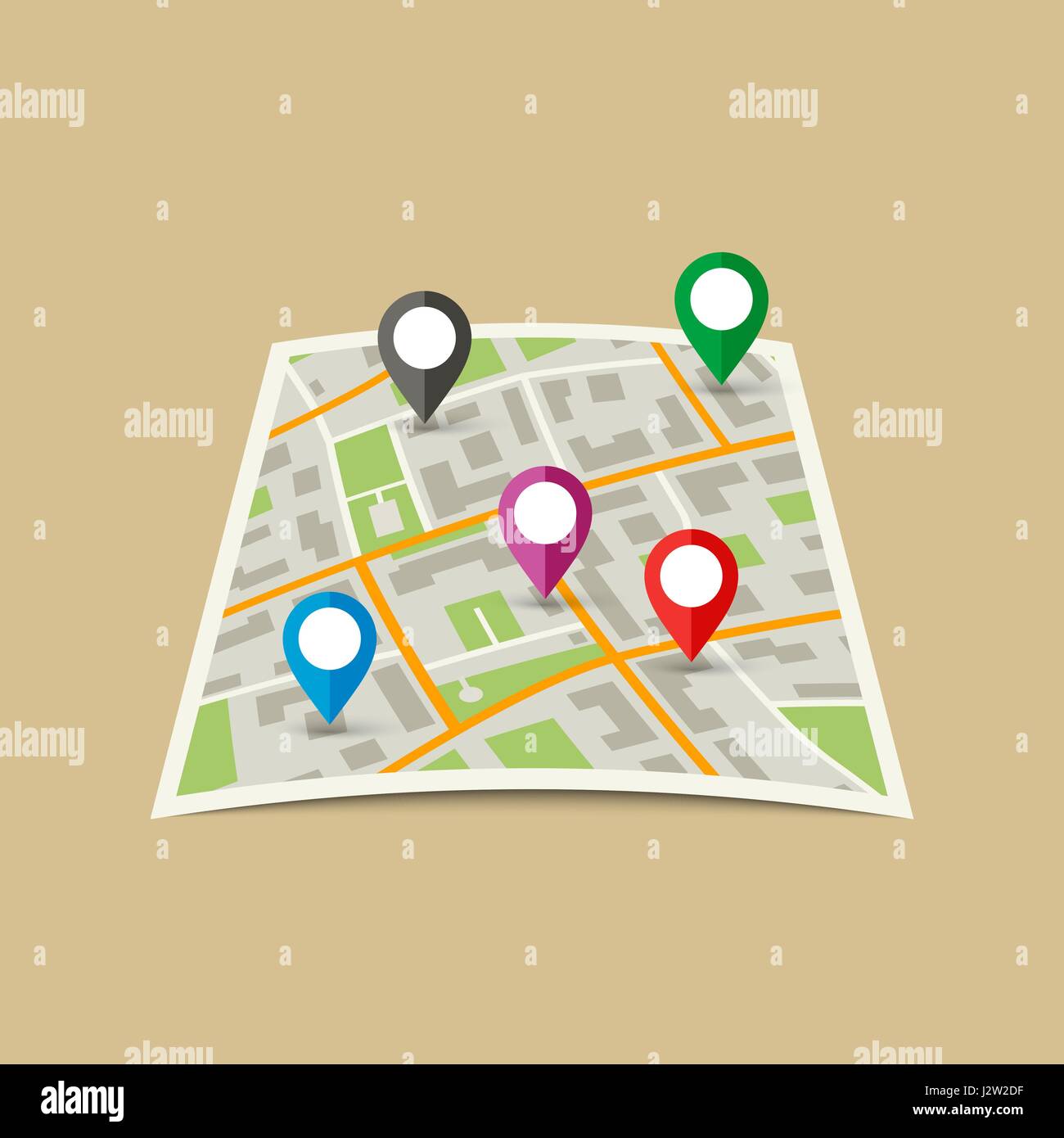 City Map with Markers Stock Vector Image & Art - Alamy