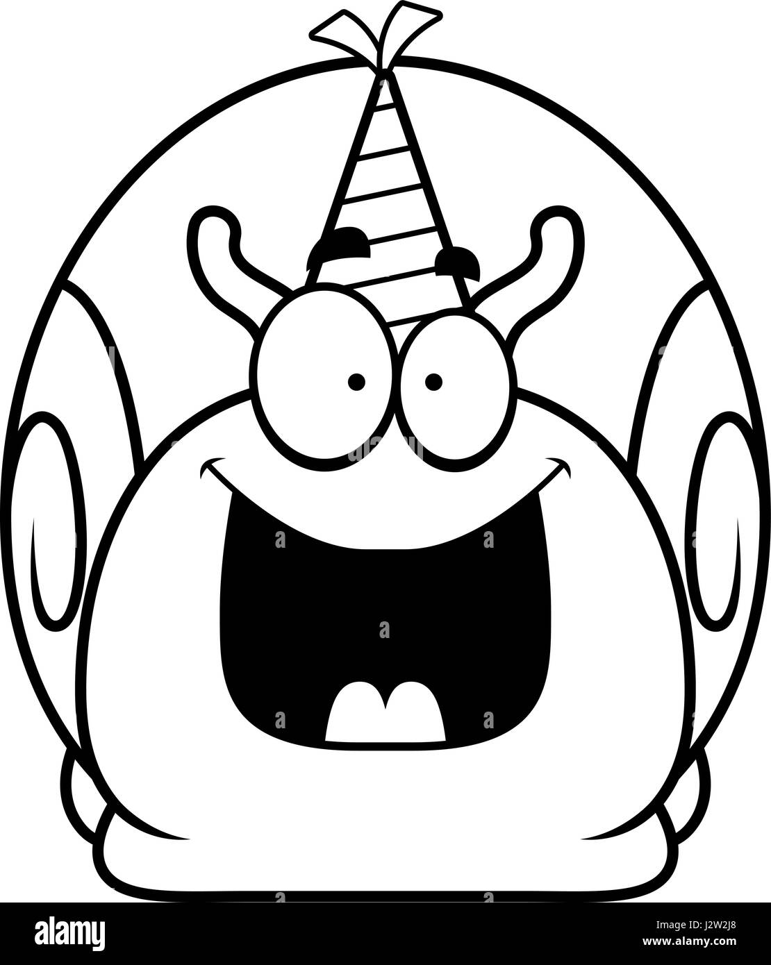 A cartoon illustration of a snail with a party hat looking happy Stock ...