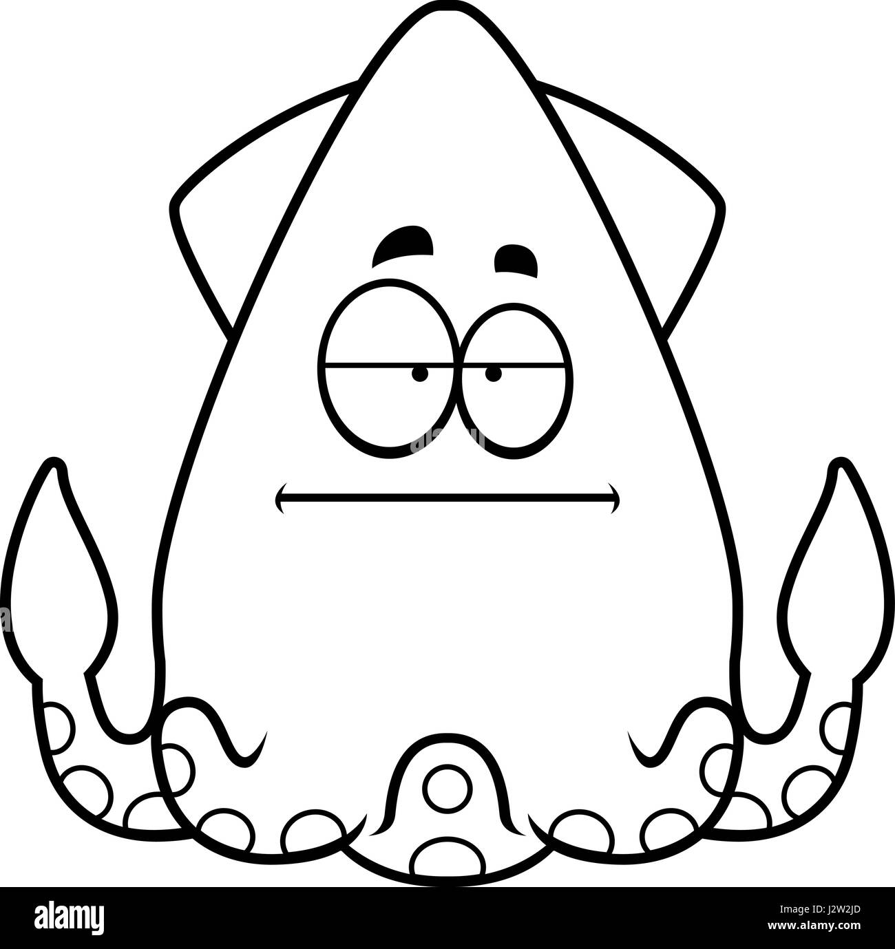 A cartoon illustration of a squid looking bored Stock Vector Image ...
