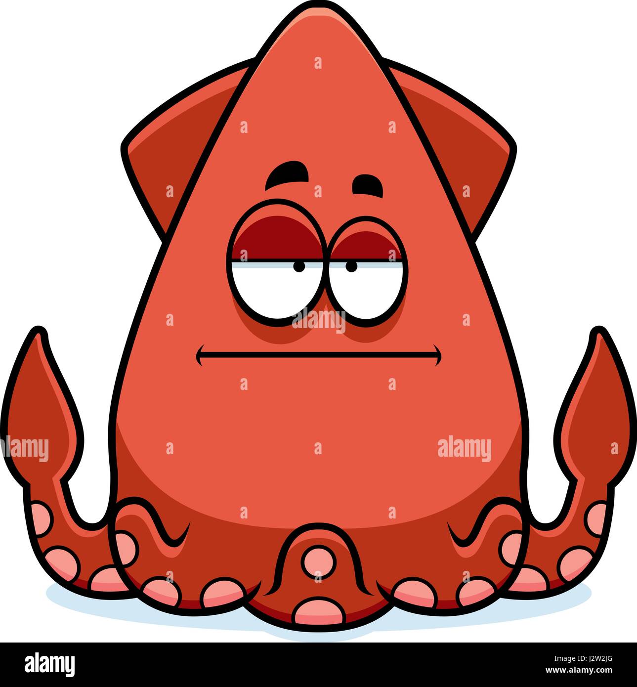 A cartoon illustration of a squid looking bored Stock Vector Image ...