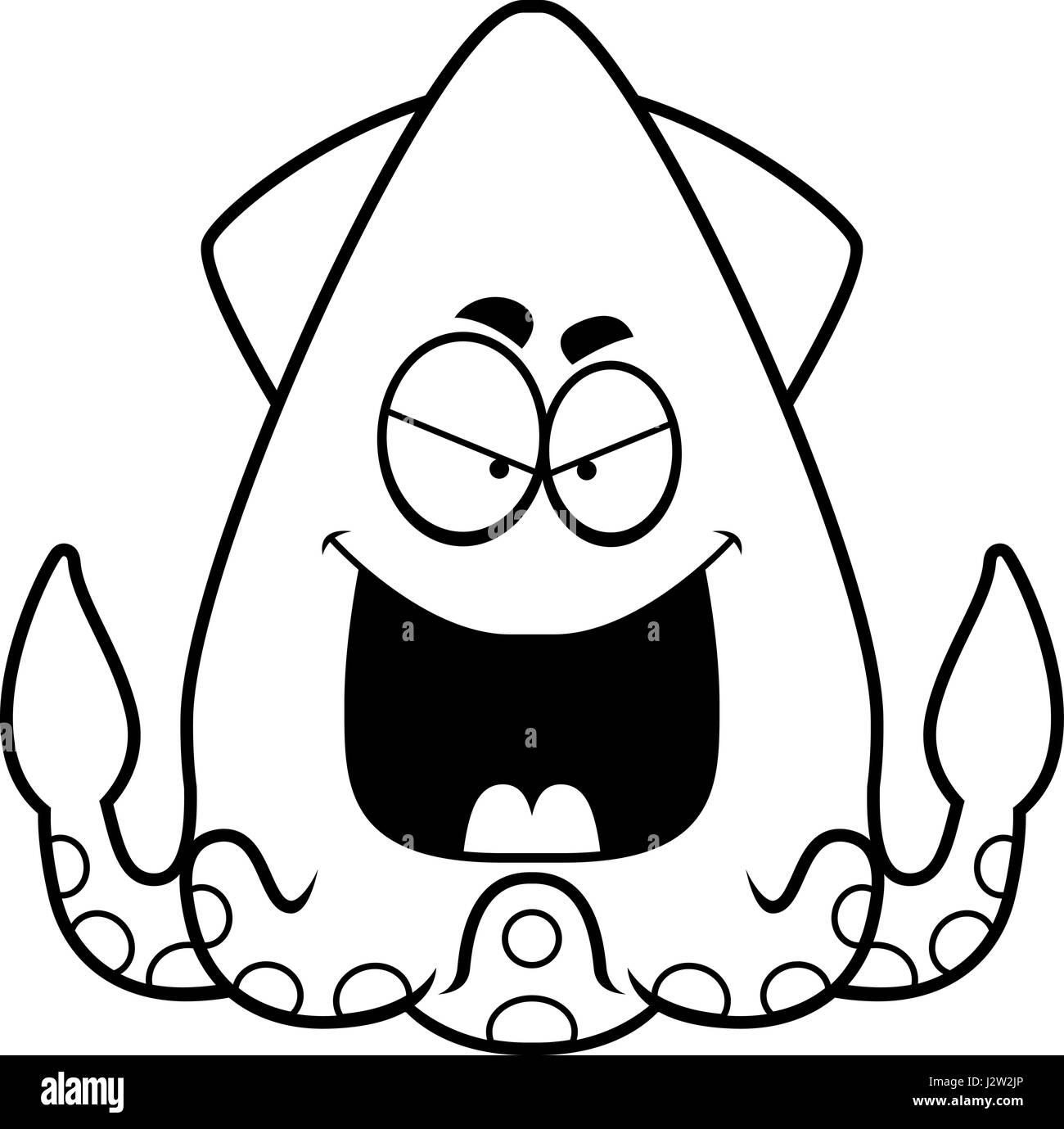 A cartoon illustration of an evil looking squid Stock Vector Image ...