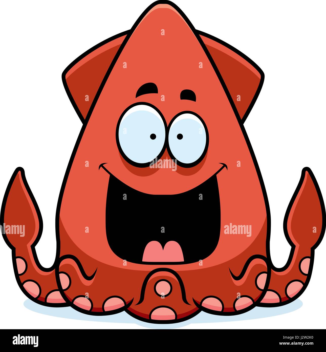 A cartoon illustration of a squid looking happy Stock Vector Image ...