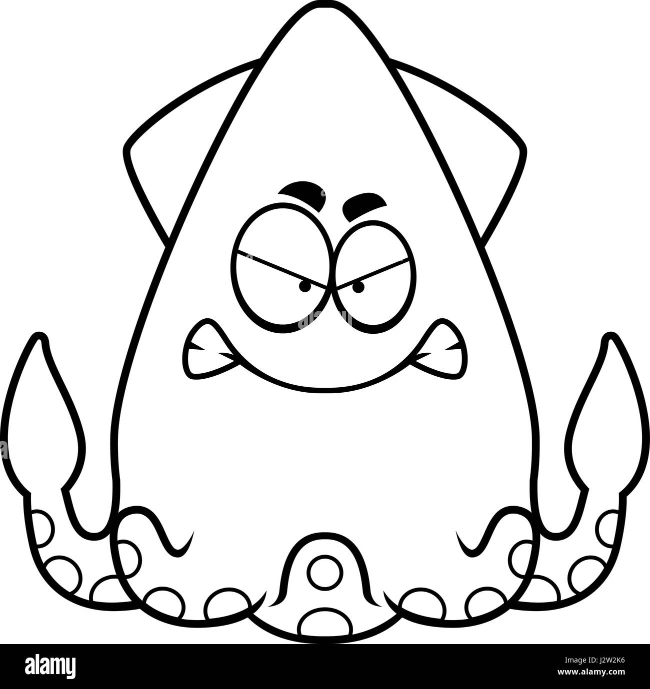 A cartoon illustration of a squid looking angry Stock Vector Image ...