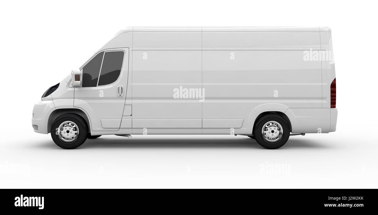 White commercial van isolated on a white background Stock Photo - Alamy