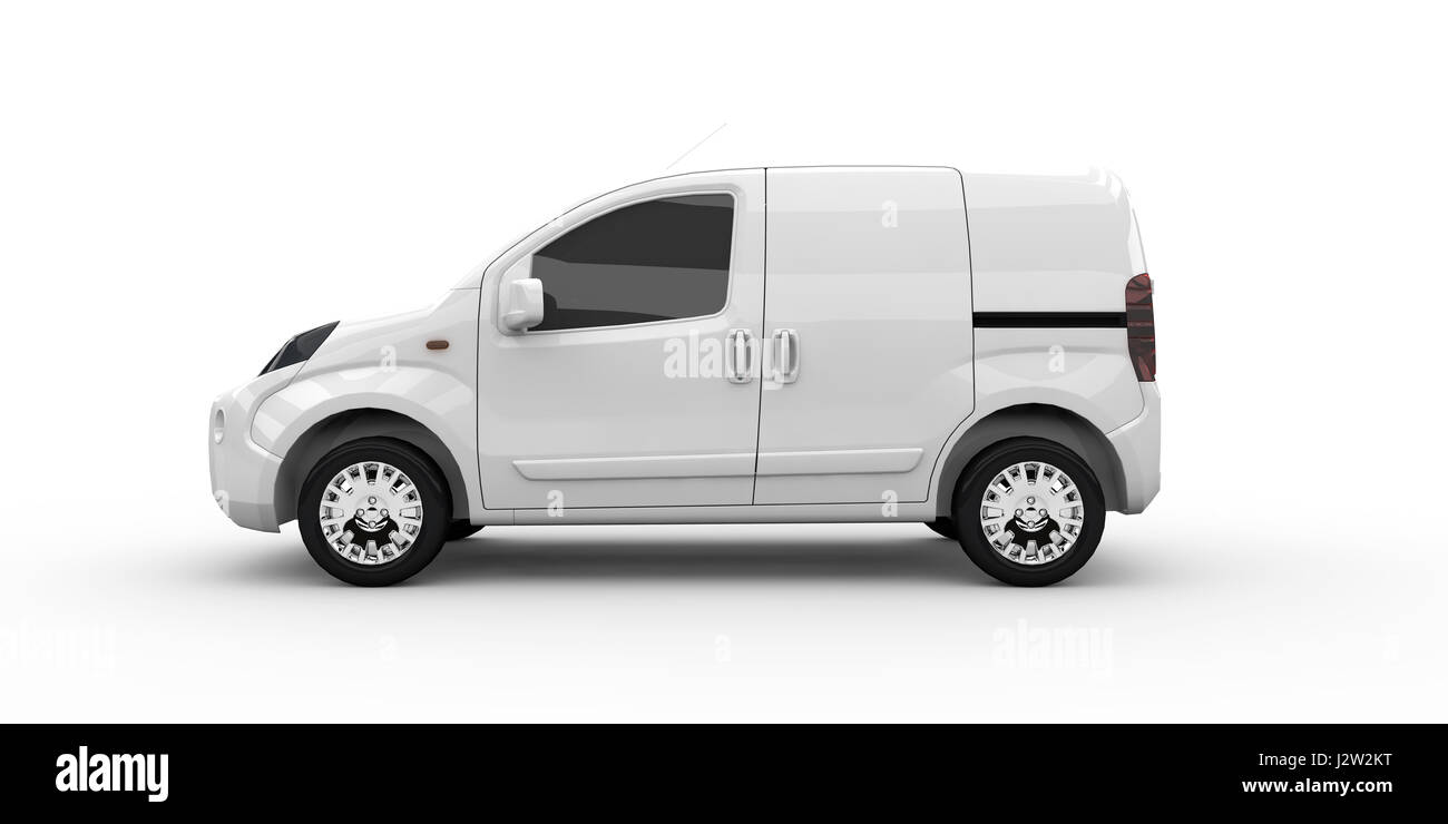 White commercial van isolated on a white background Stock Photo - Alamy