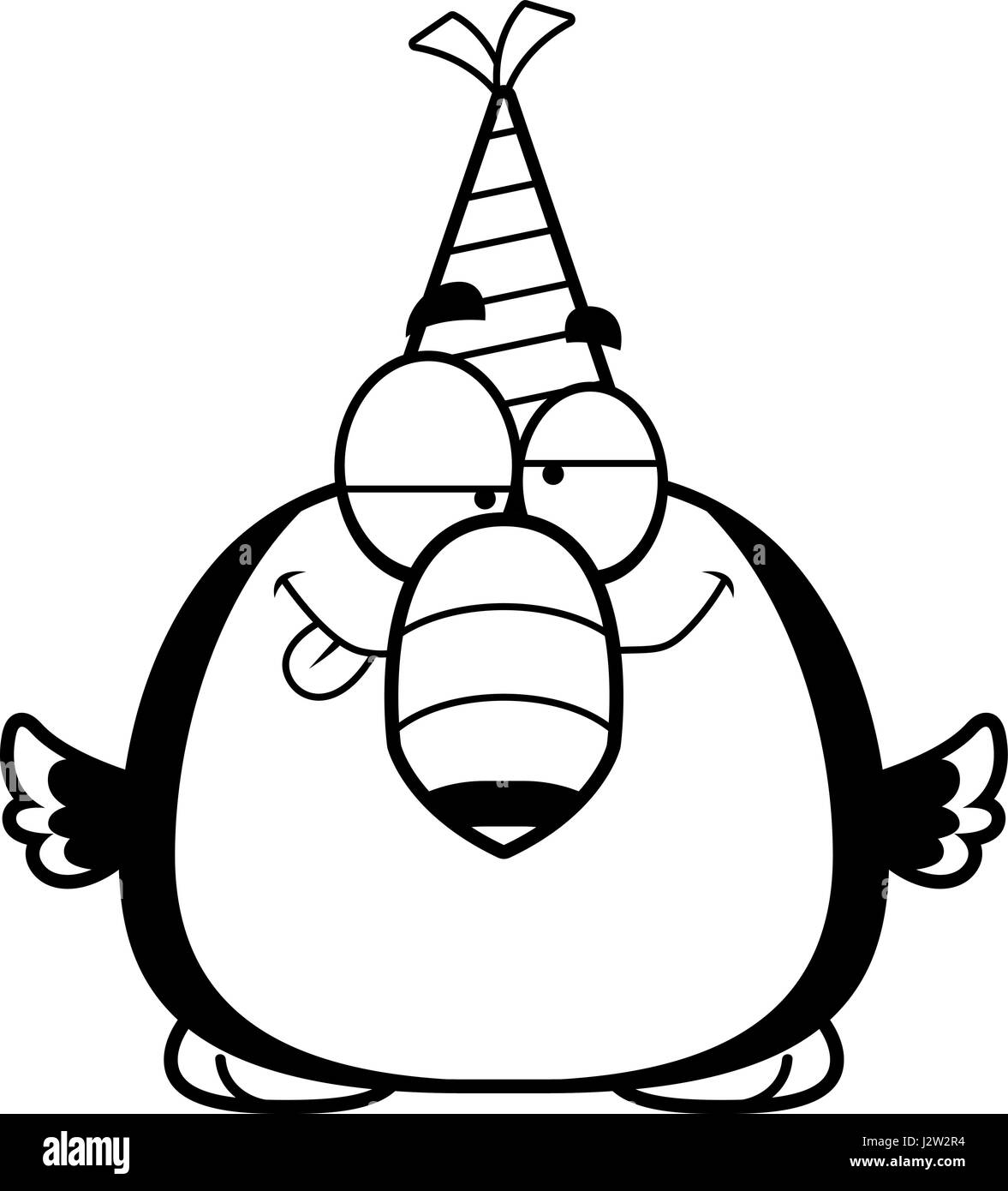 A cartoon illustration of a toucan with a party hat looking drunk Stock ...