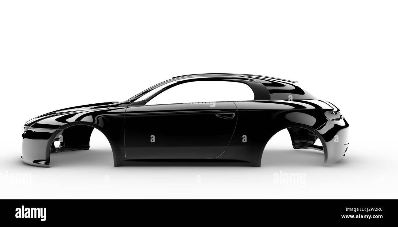 Black body car with no wheel, engine,interior Stock Photo - Alamy