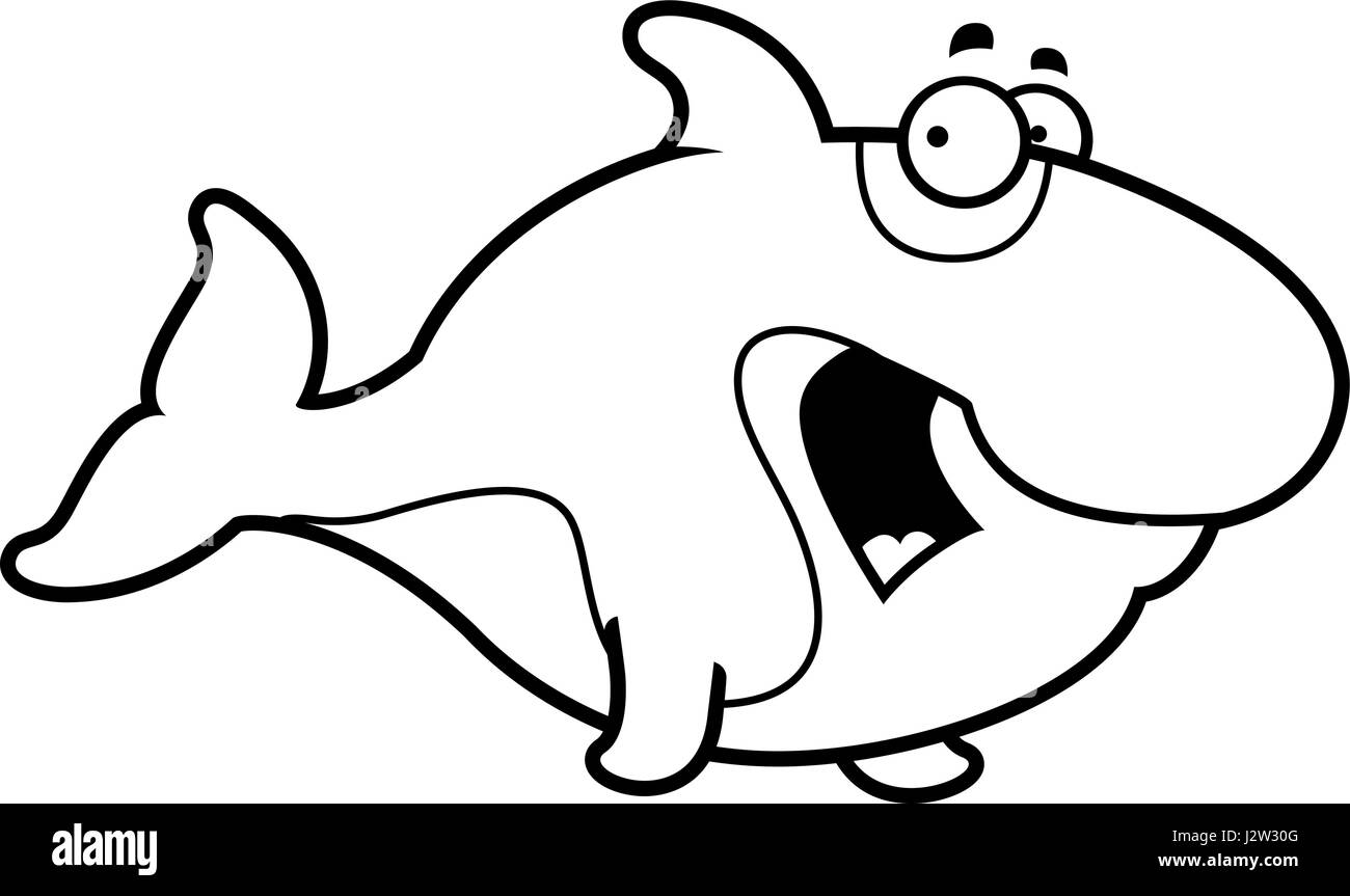 A cartoon illustration of a killer whale looking scared Stock Vector ...
