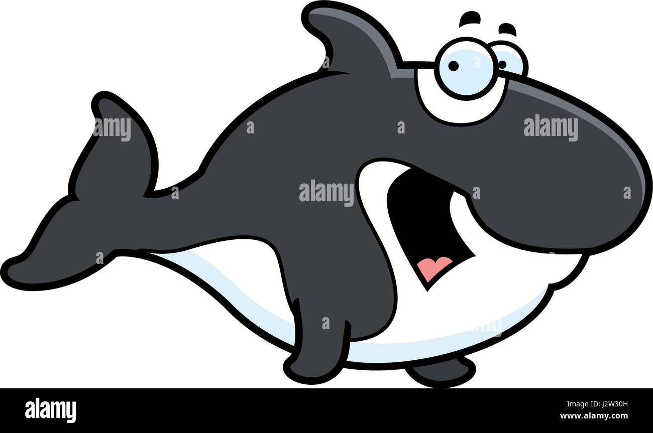 A cartoon illustration of a killer whale looking scared Stock Vector ...