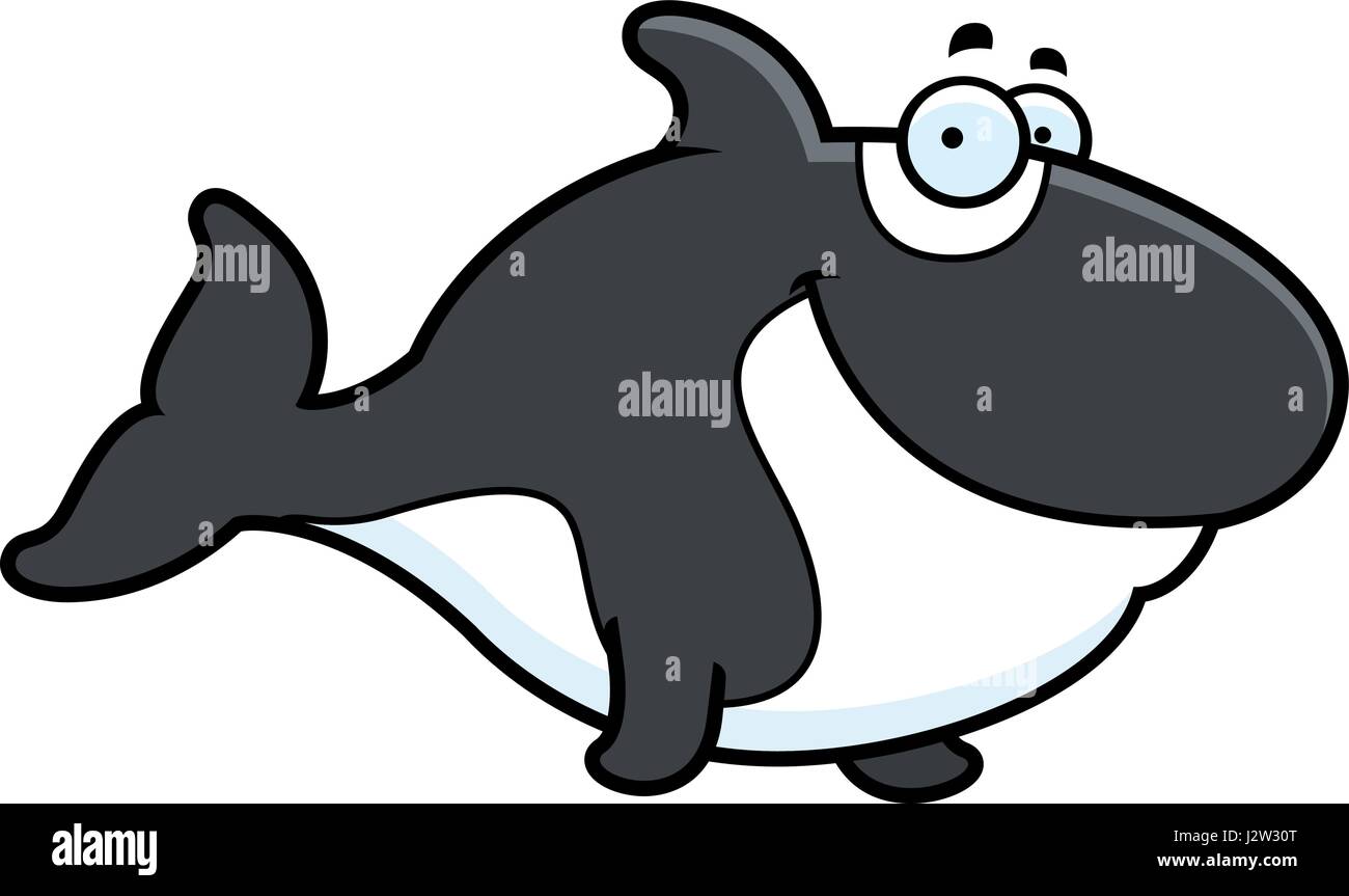 A cartoon illustration of a killer whale happy and smiling Stock Vector ...