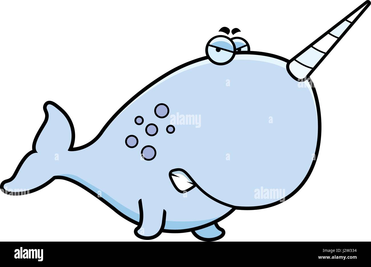 A cartoon illustration of a narwhal with an angry expression Stock ...