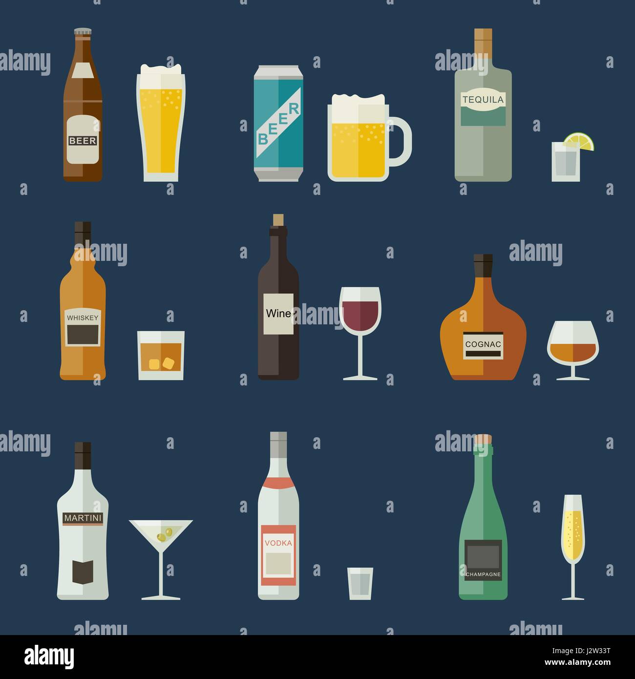 Whisky wine bottles beer Stock Vector Images - Alamy