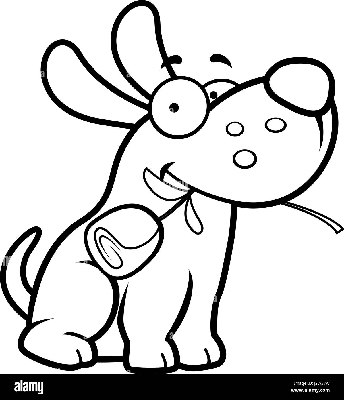 A cartoon illustration of a little dog with a rose in its mouth Stock ...