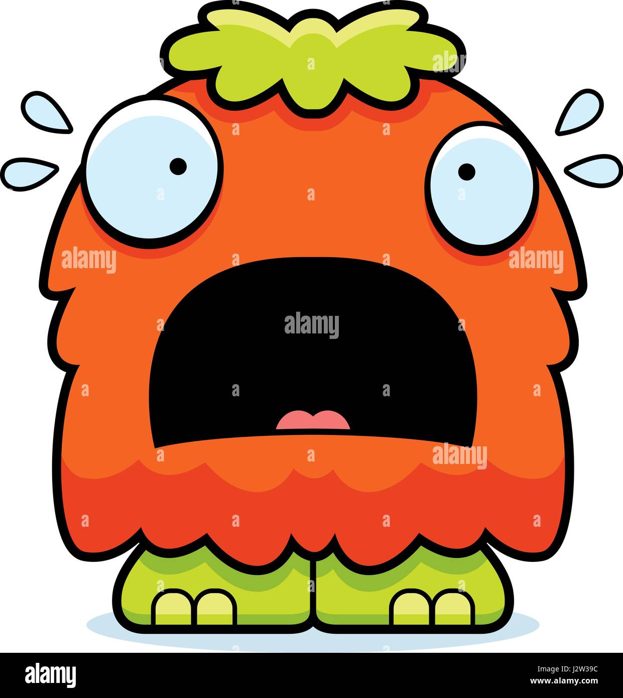 A cartoon illustration of a fluffy monster looking scared Stock Vector ...