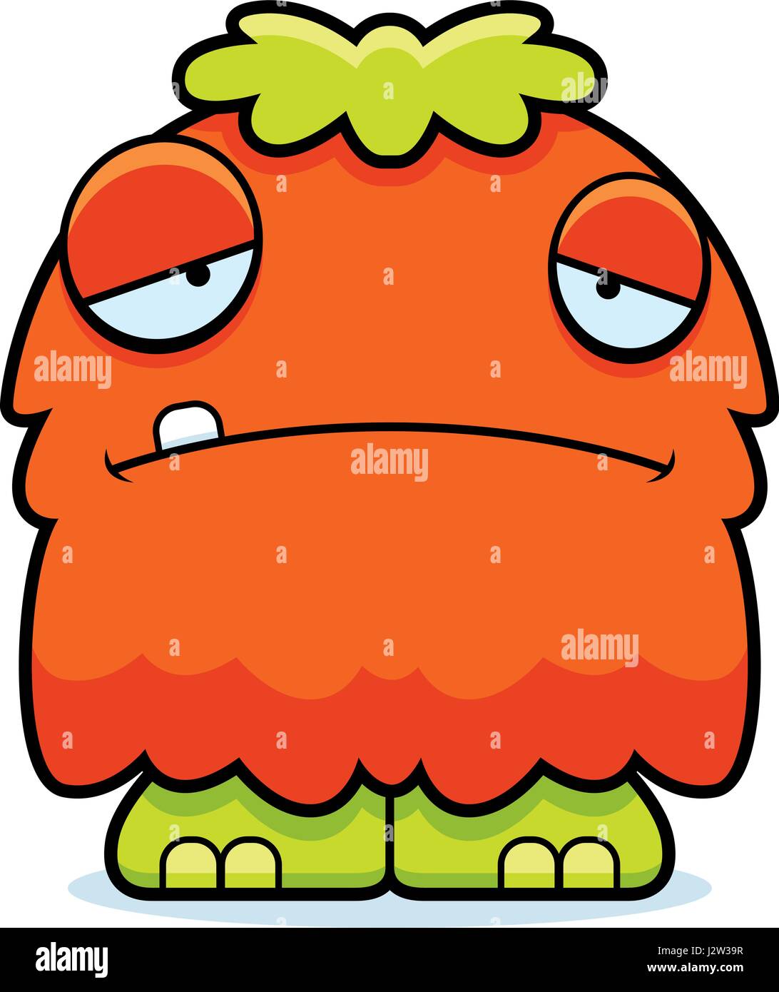 A cartoon illustration of a fluffy monster looking sad Stock Vector ...