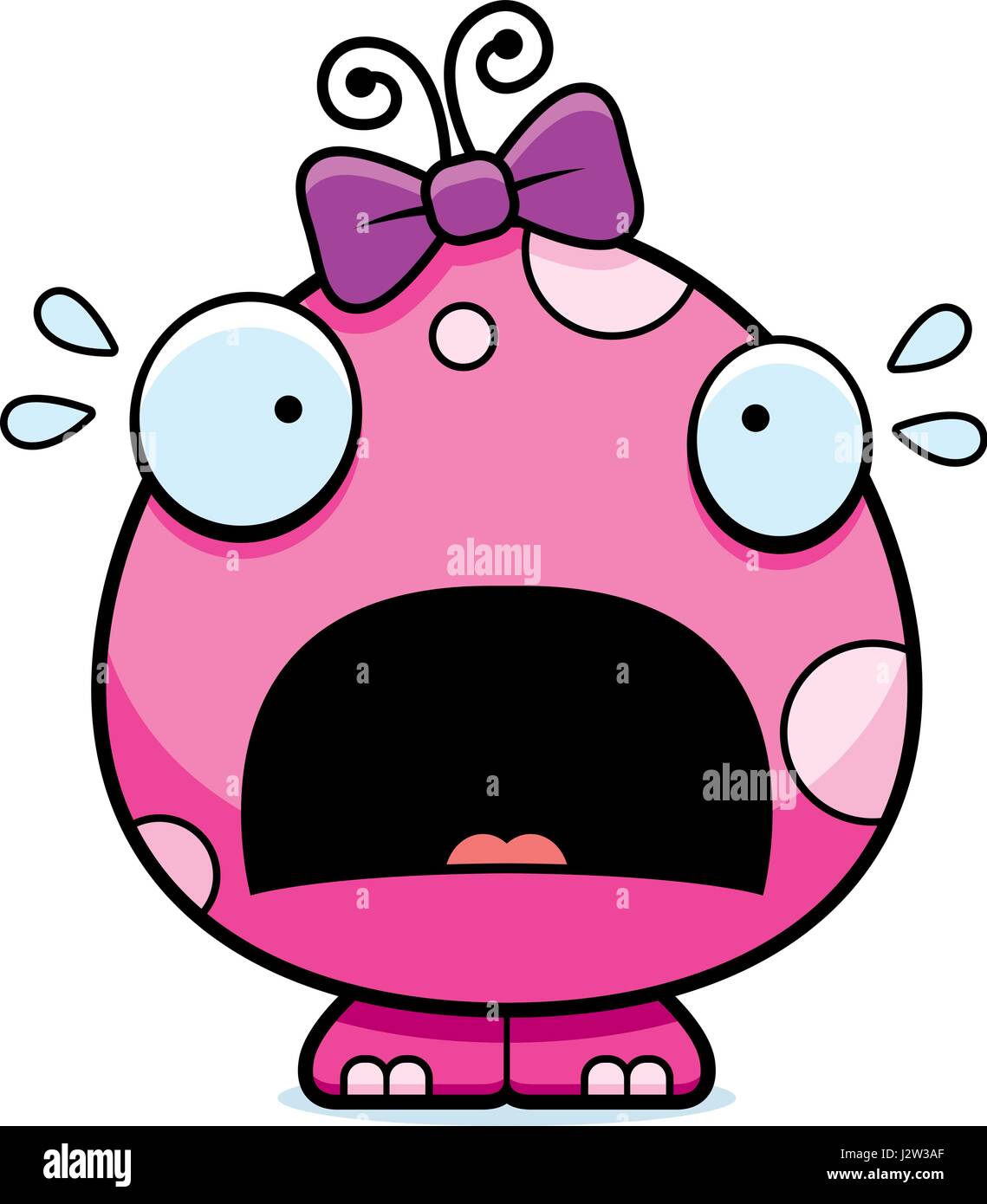 A cartoon illustration of a baby girl monster looking scared Stock ...