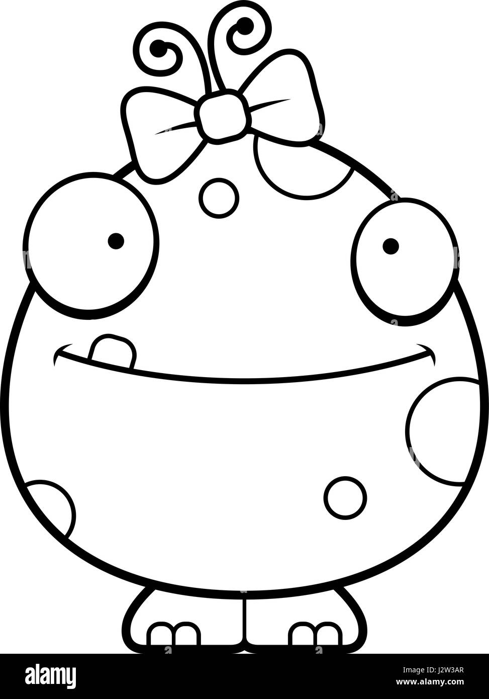 A cartoon illustration of a baby girl monster looking happy Stock ...