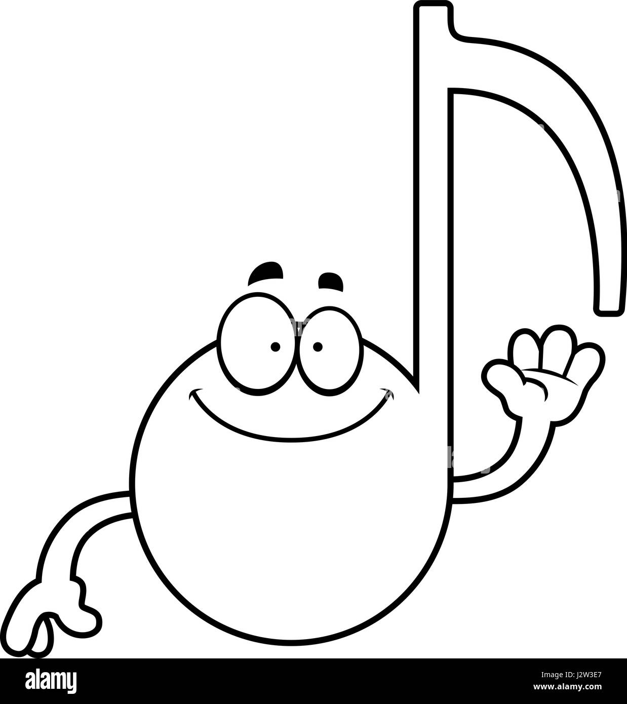 A cartoon illustration of a musical note waving Stock Vector Image ...