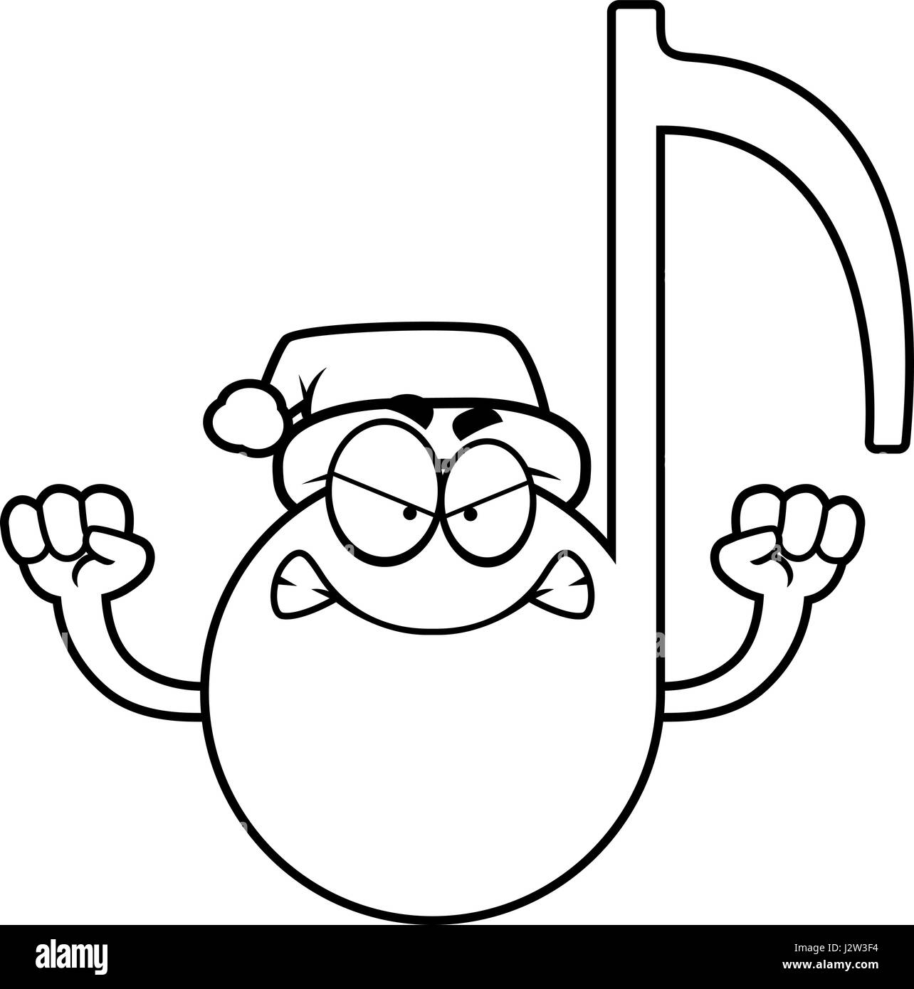 A cartoon illustration of a Christmas themed musical note looking angry ...