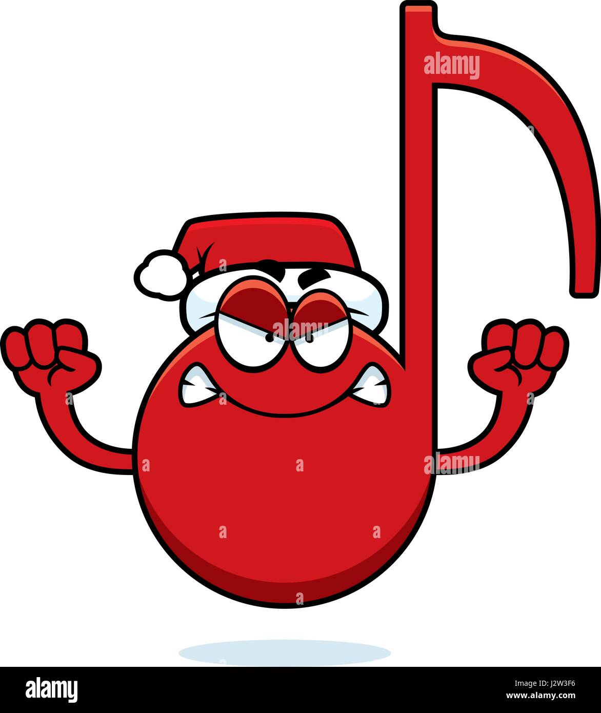 A cartoon illustration of a Christmas themed musical note looking angry ...