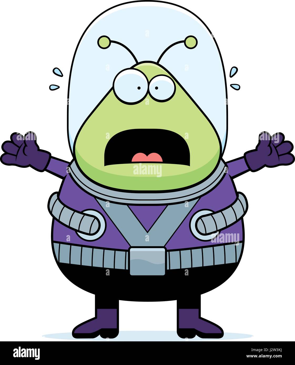 A cartoon illustration of an alien looking scared Stock Vector Image ...
