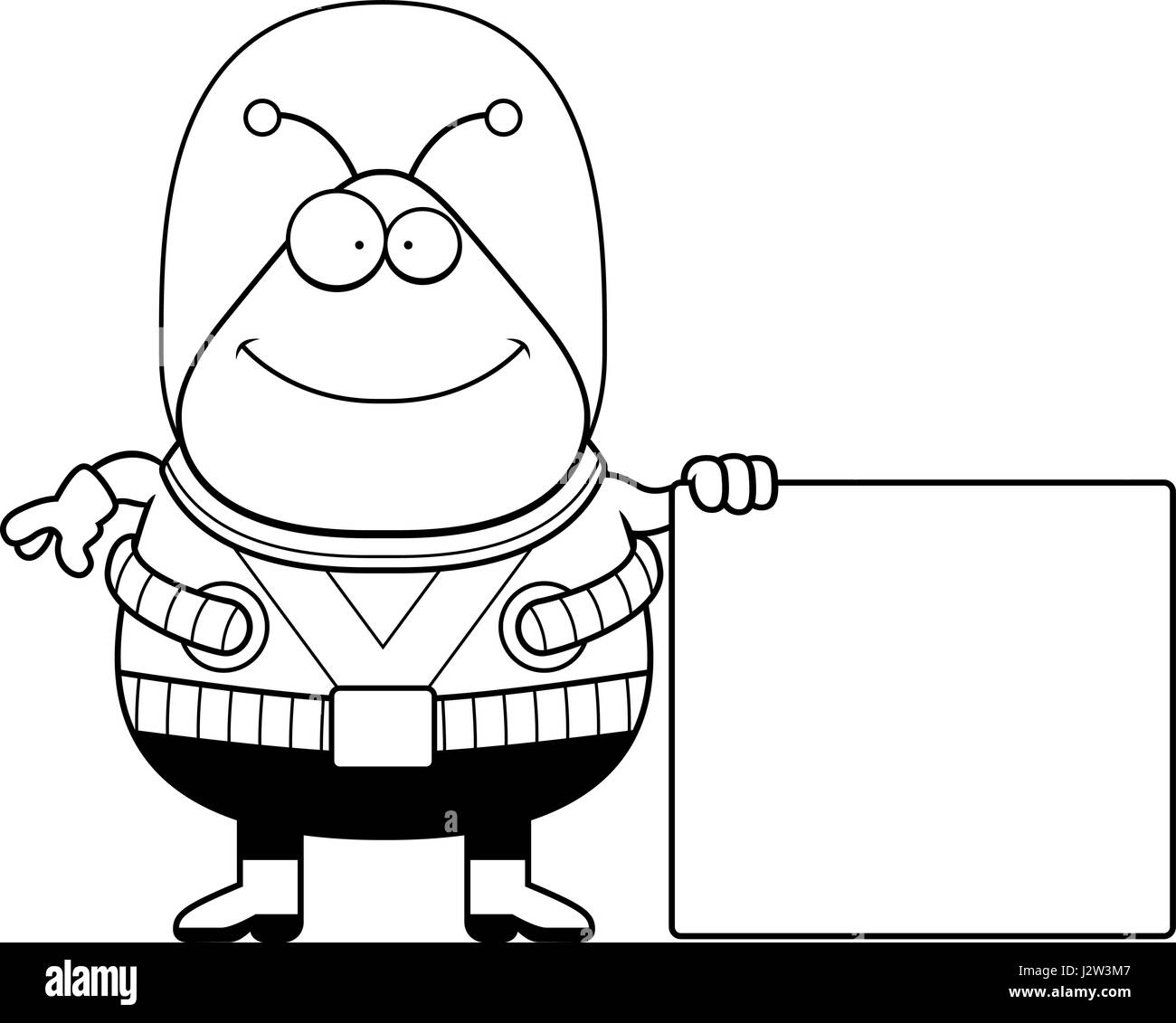 A cartoon illustration of an alien with a sign Stock Vector Image & Art ...