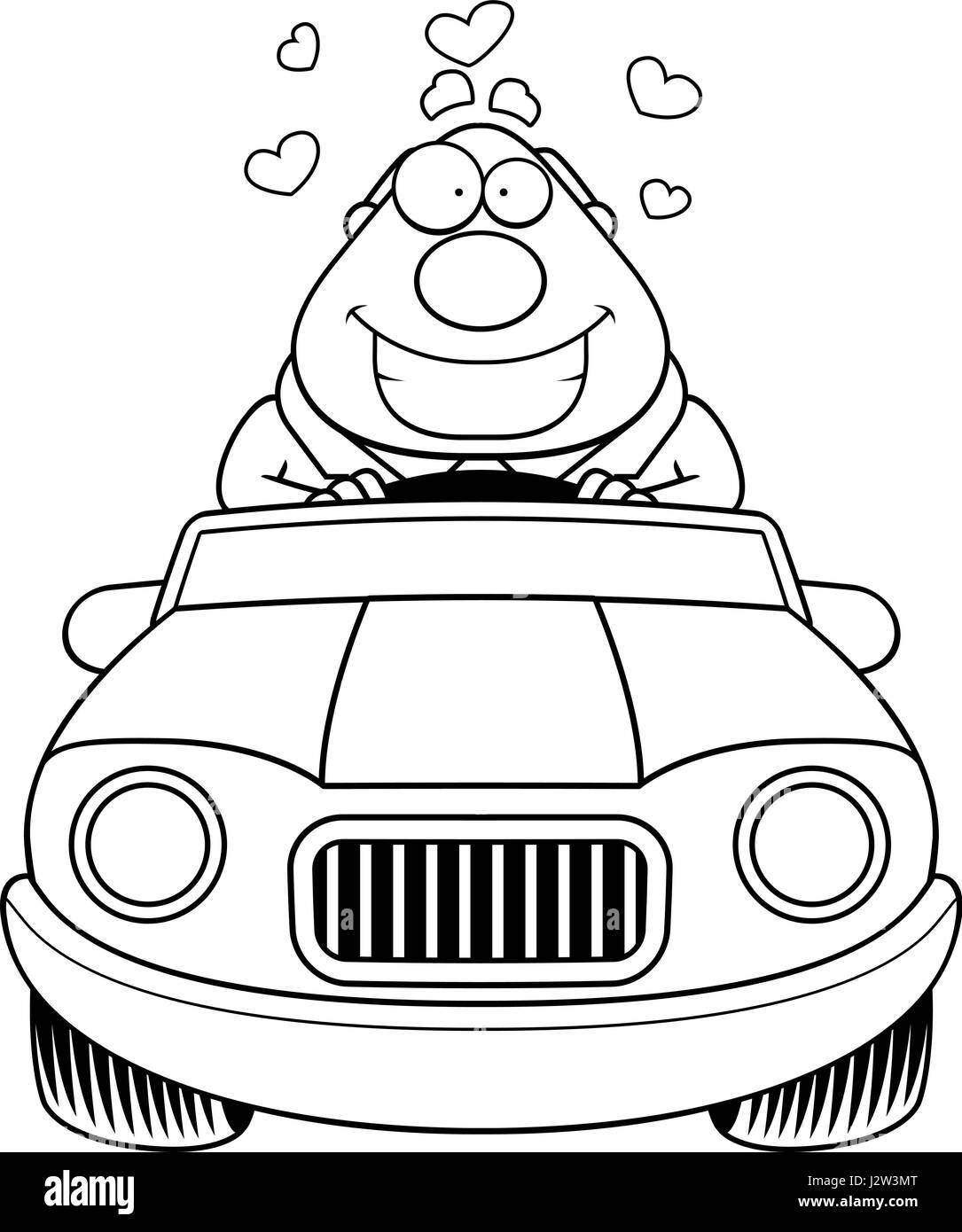 A cartoon illustration of a businessman in love driving a car Stock ...