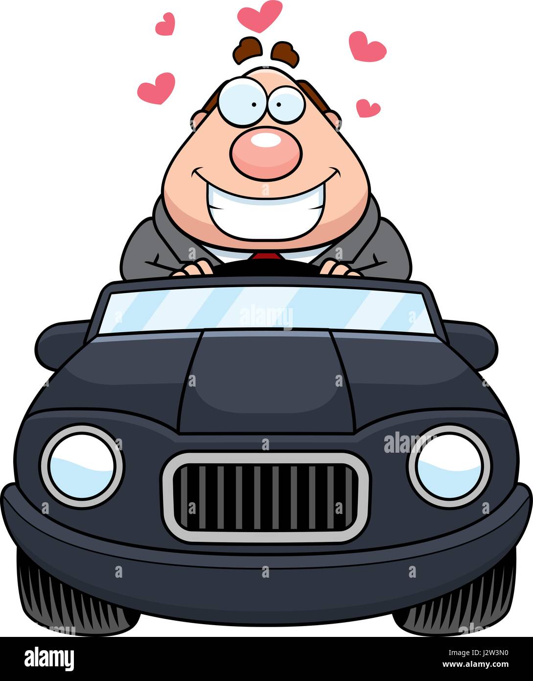 A cartoon illustration of a businessman in love driving a car Stock ...