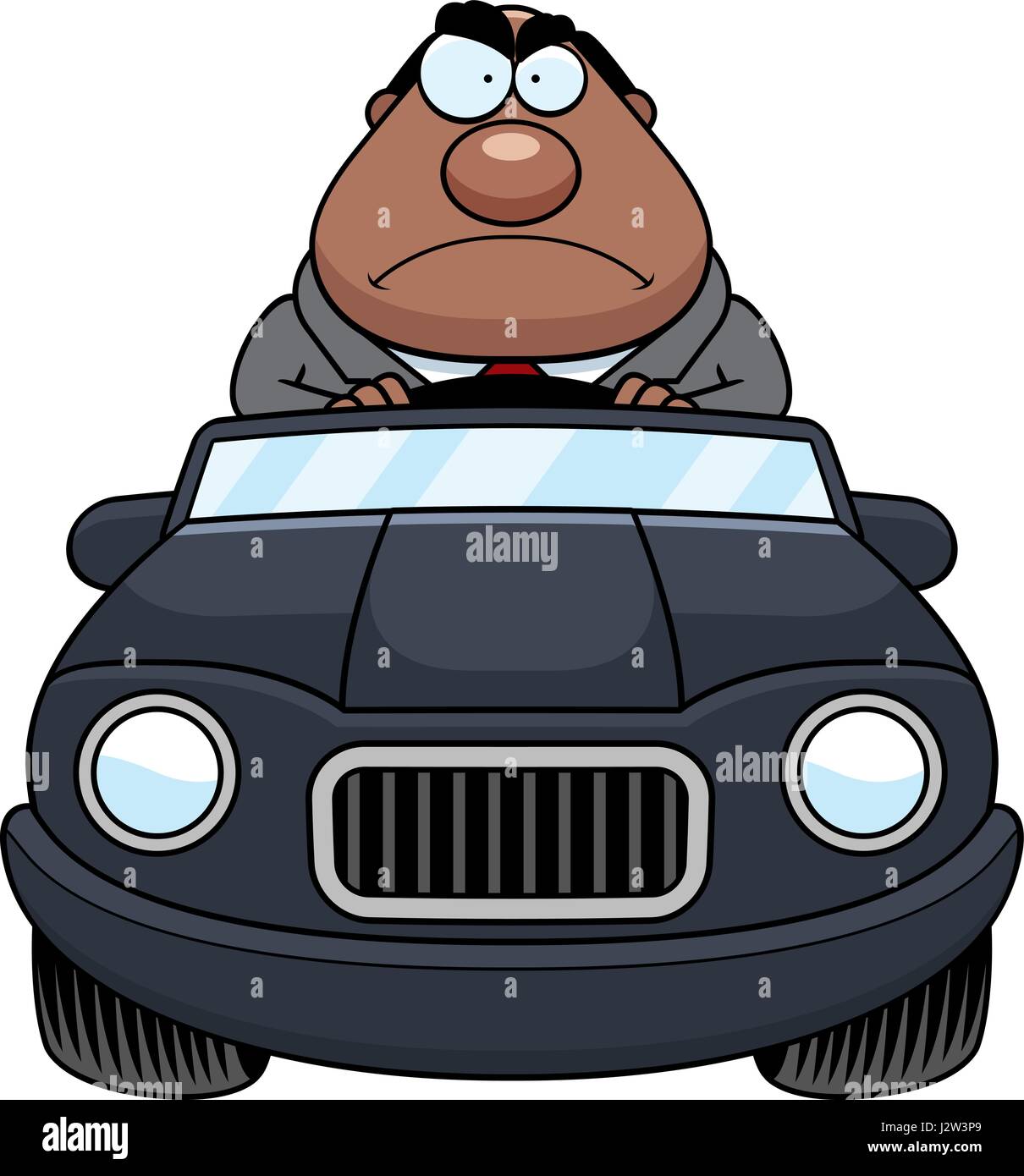 A cartoon illustration of a businessman driving a car with an angry ...