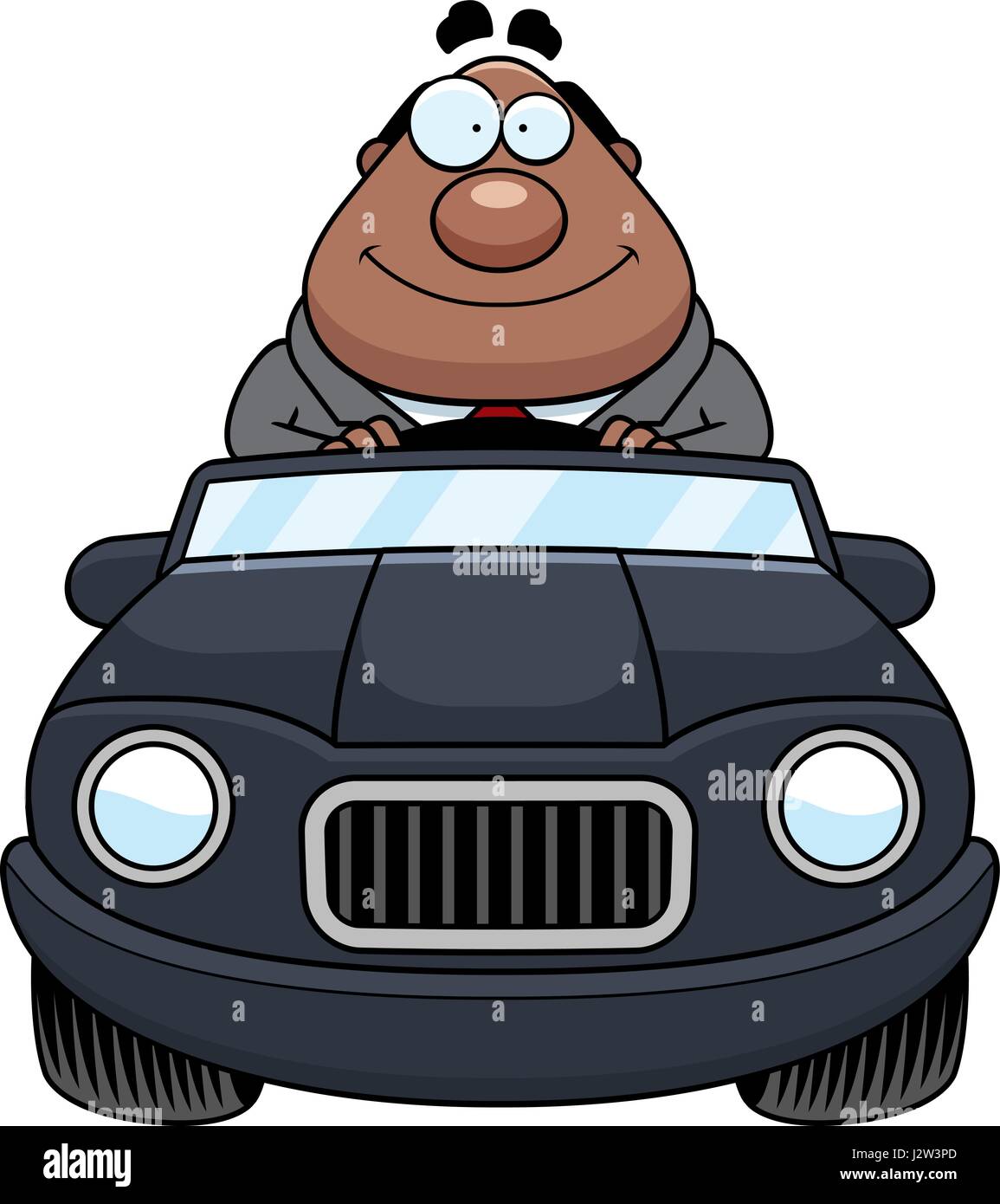A cartoon illustration of a businessman driving a car and smiling Stock ...
