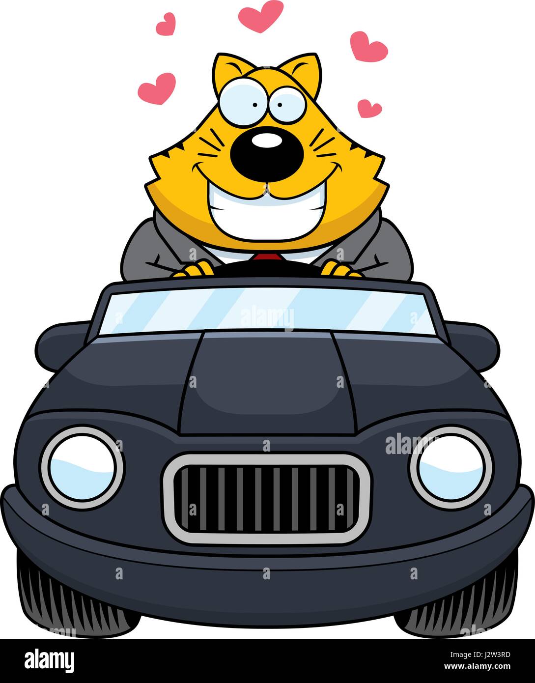 A cartoon illustration of a fat cat in love driving a car Stock Vector ...