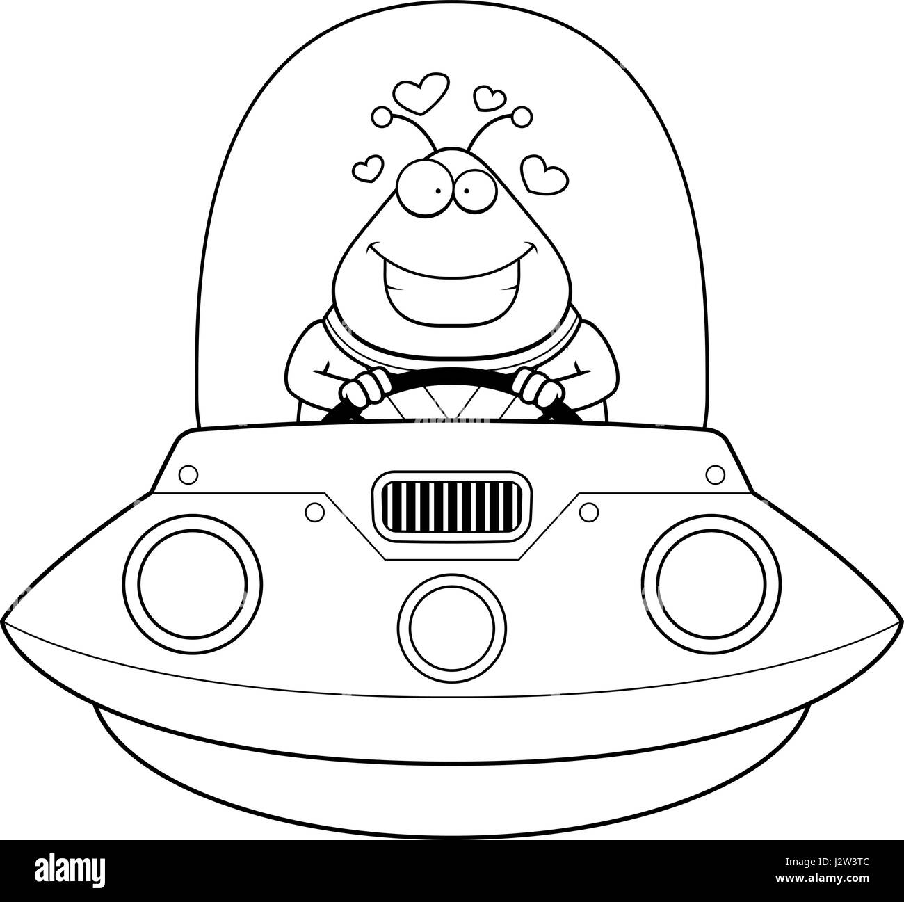 A cartoon illustration of an alien in a UFO in love Stock Vector Image ...