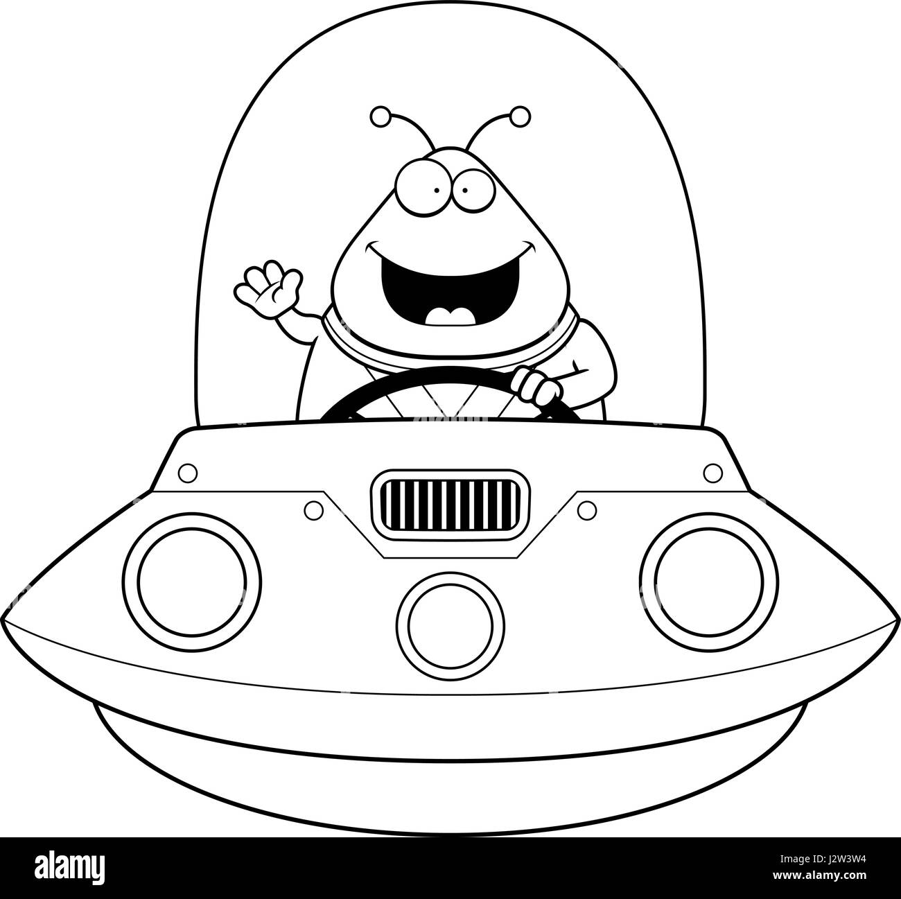 Ufo in space cartoon Black and White Stock Photos & Images - Alamy