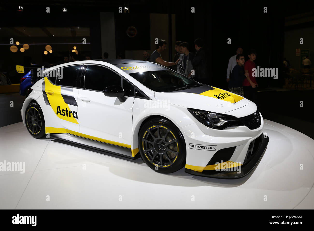 ISTANBUL, TURKEY - APRIL 22, 2017: Opel Astra Racing car on display at ...