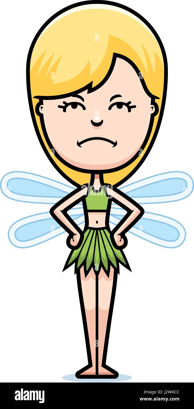 A cartoon illustration of a teen fairy girl with an angry expression ...