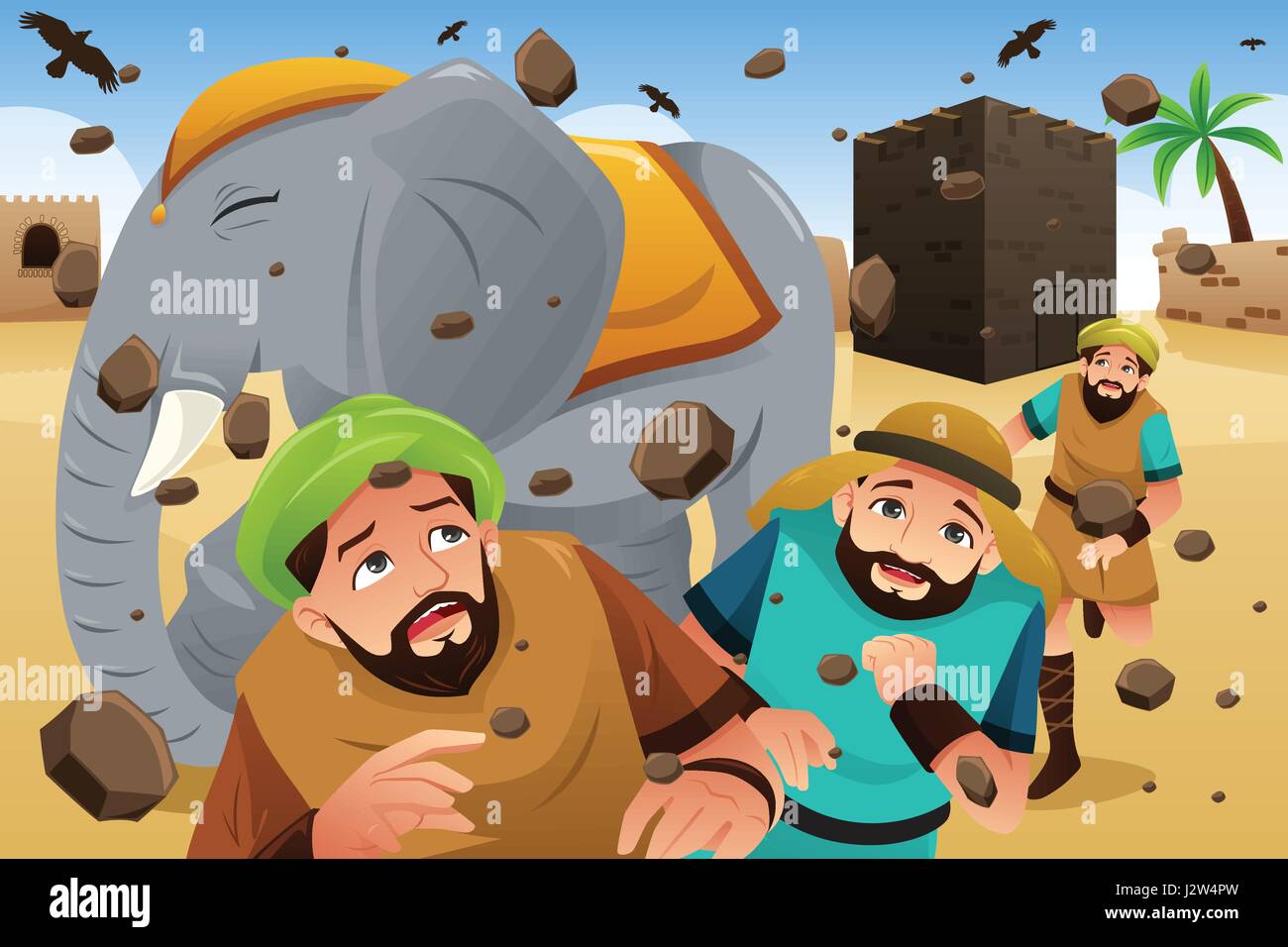 A vector illustration of Islam Story of the Owners of the Elephant ...