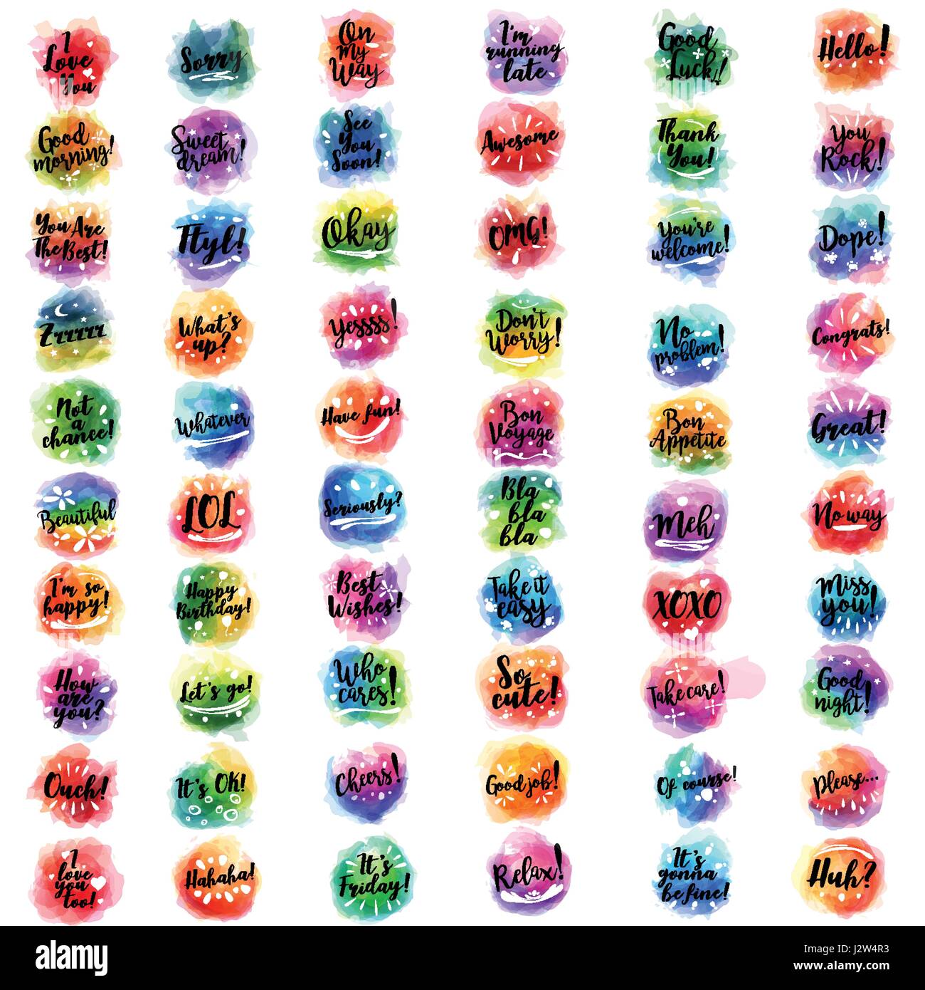 A vector illustration of Words and Expressions With Watercolor ...
