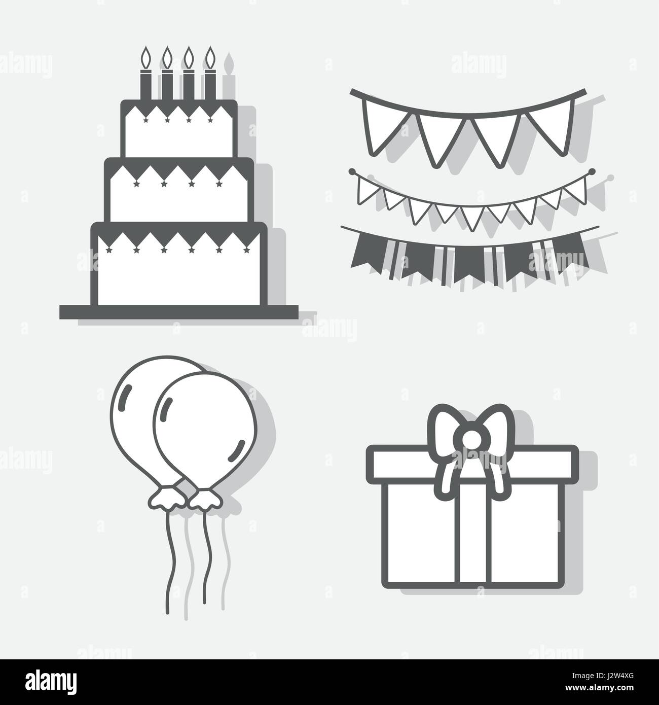 line set happy birthday celebration icon Stock Vector Image & Art - Alamy
